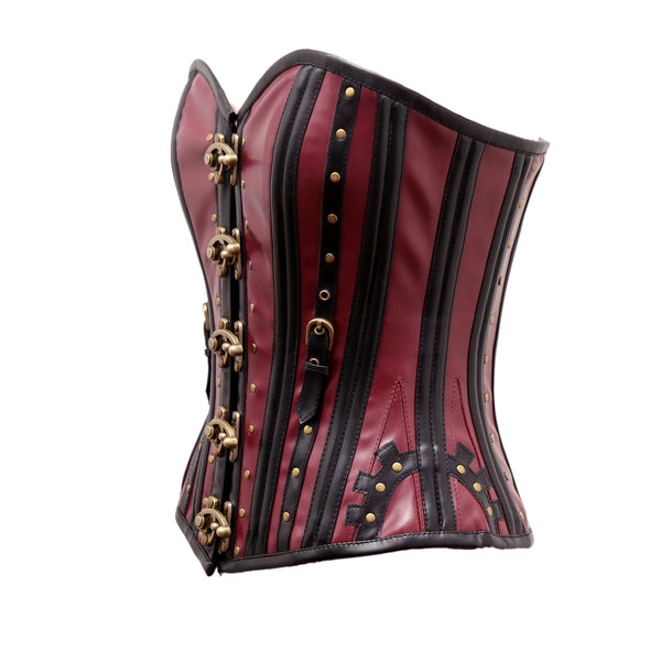 Sharbon Steampunk Corset In Cherry & Black Sheep Nappa Leather ...